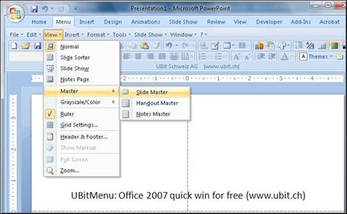 Free UBitMenu brings back the classic menu to Office 2007